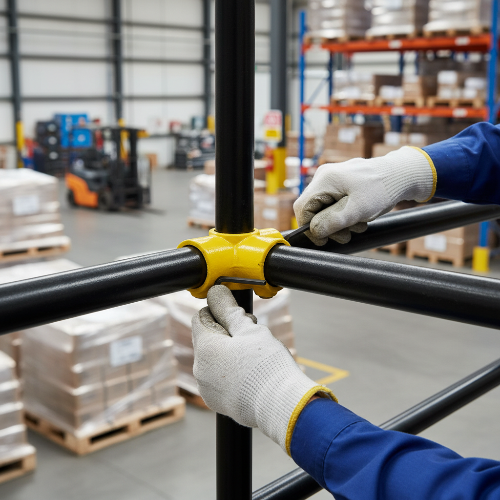 Premium 3 Way Mid Rail Corner Key Clamp for 33.7mm Tube - Yellow Powde