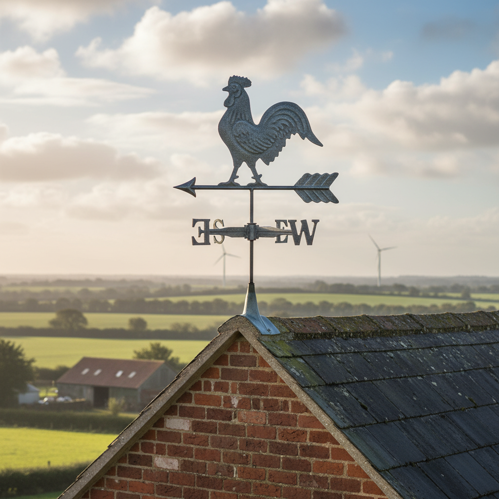 Premium Large Cockerel Weather Vane Kit with Silhouette and Directiona