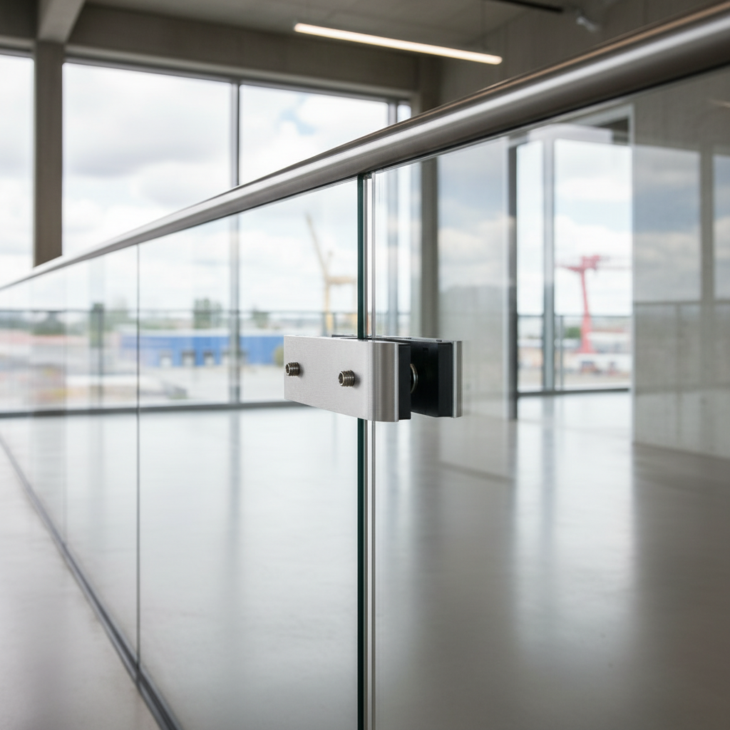 Premium Aluminium Straight Glass Stiffener Satin Finish for 12mm to 21