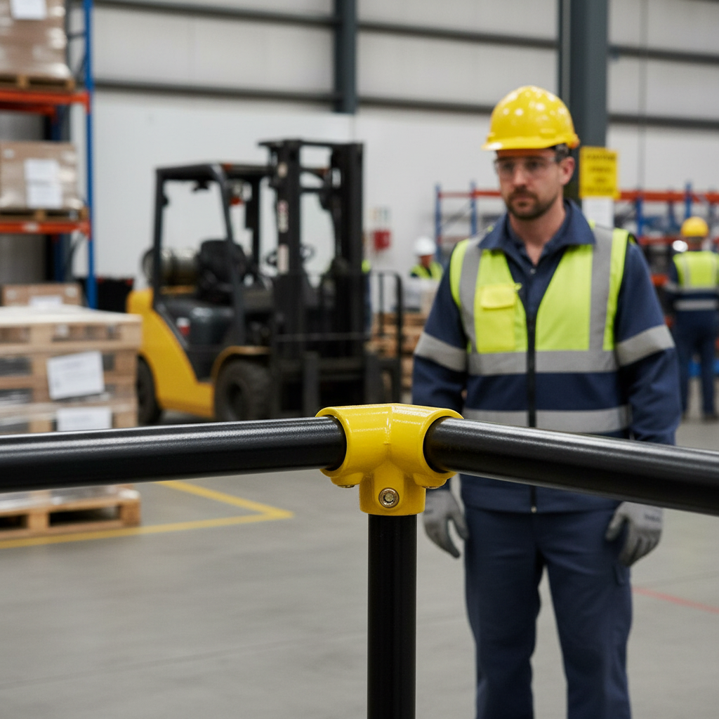 Premium 3 Way Top Rail Corner Key Clamp for 42.4mm Tube - Yellow Powde