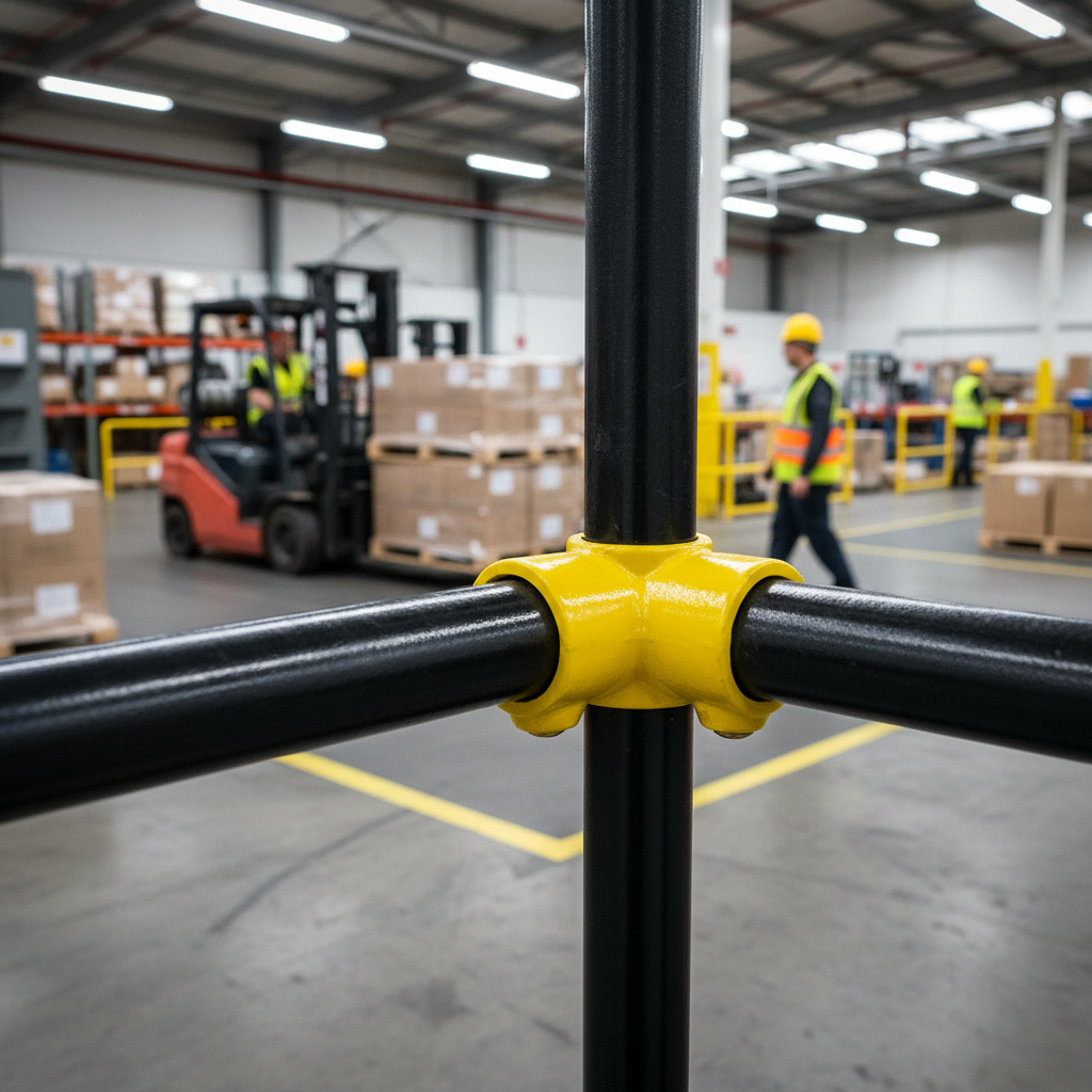 Premium 3 Way Mid Rail Corner Key Clamp for 33.7mm Tube - Yellow Powde