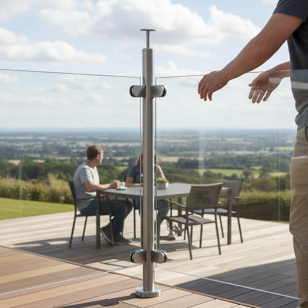 Premium 304 Stainless Steel Ready Made Glass Balustrade Kit Mid Post w ...