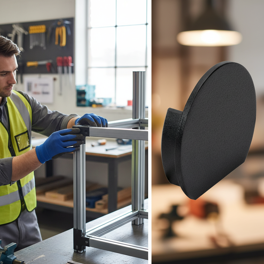 Premium End Cap for Aluminium Slotted Tube 42.4mm - Powder Coated Blac