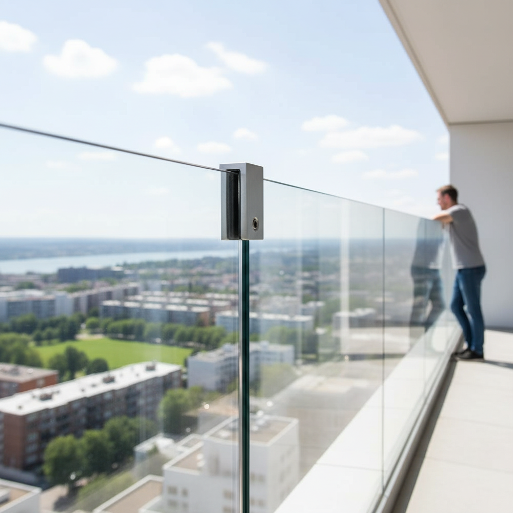 Premium 316 Stainless Steel Corner Glass Stiffener for 12mm Thickness