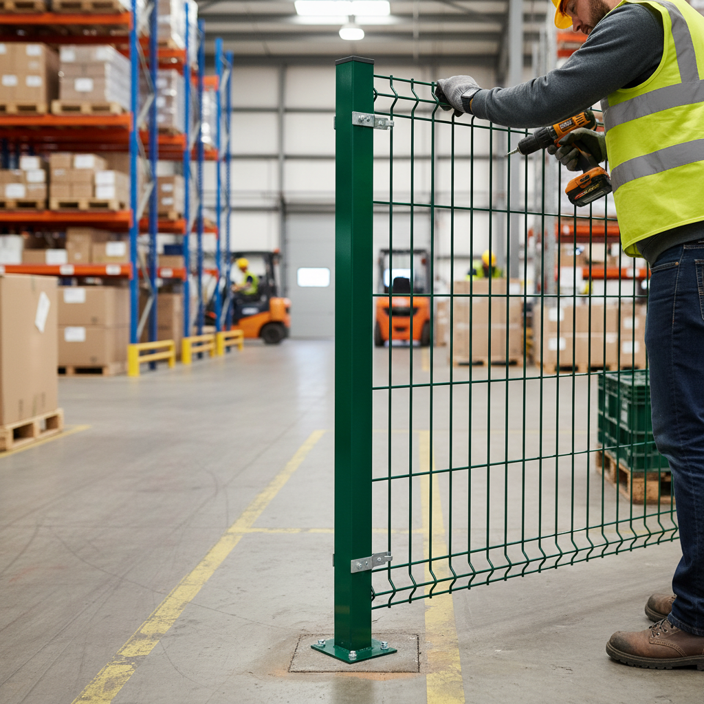 DC V Mesh Fencing Corner Post For 1.9m Panel 60 x 60mm Green