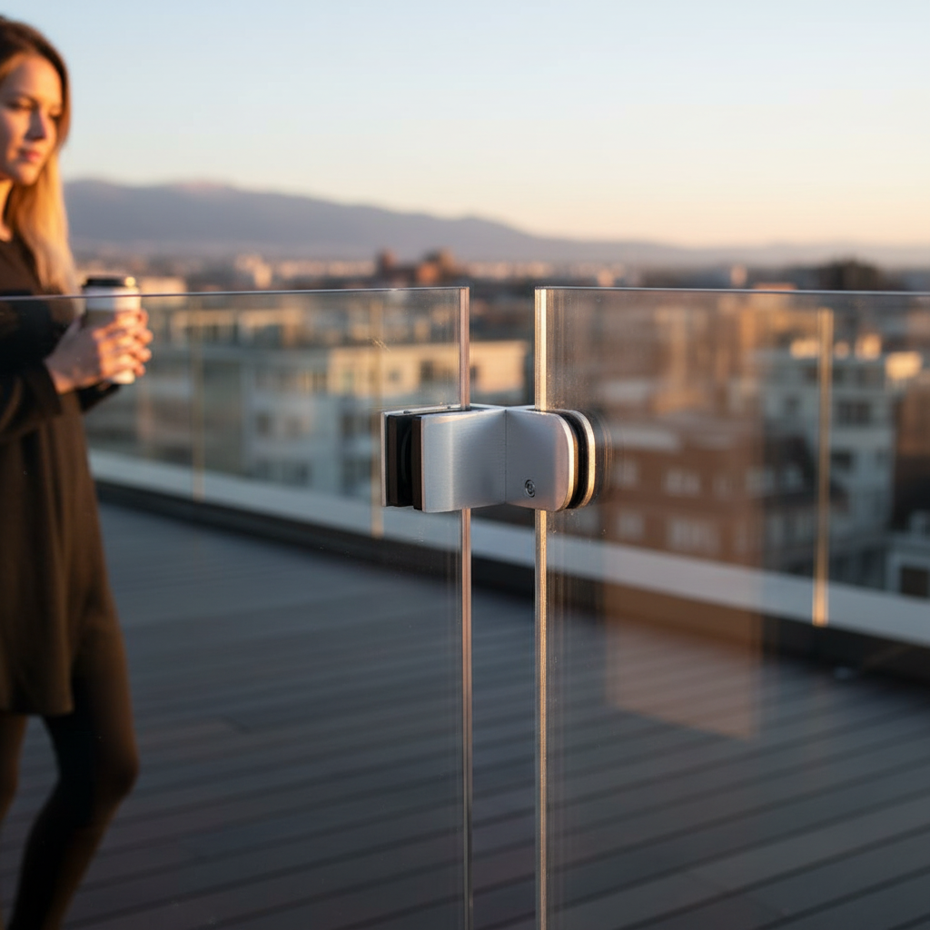 Premium Aluminium Corner Glass Stiffener Satin Finish for 12mm to 21.5