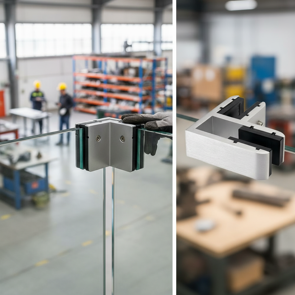 Premium Aluminium Corner Glass Stiffener Satin Finish for 12mm to 21.5