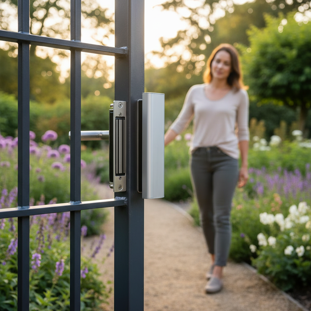 Premium Integrated Magnet Lock for Swing Gates - Powder Coated Silver,