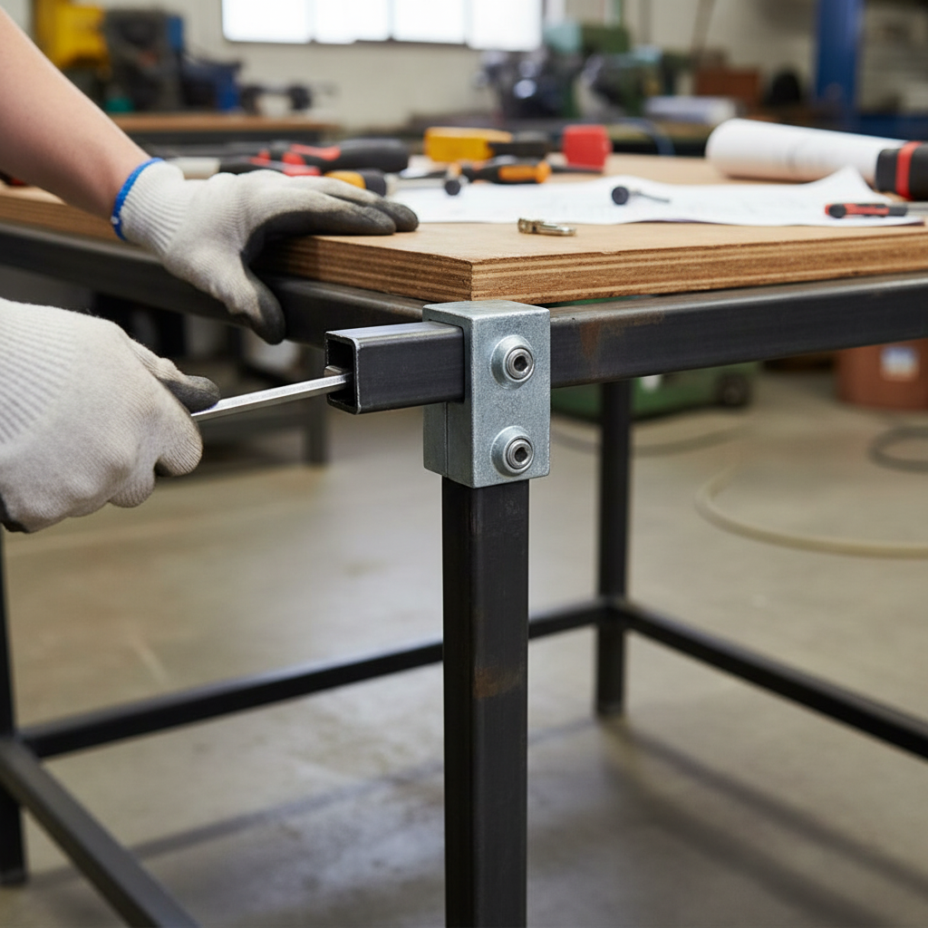 Premium Short Tee Square Key Clamp for 25mm Box Section - 90° Connecti