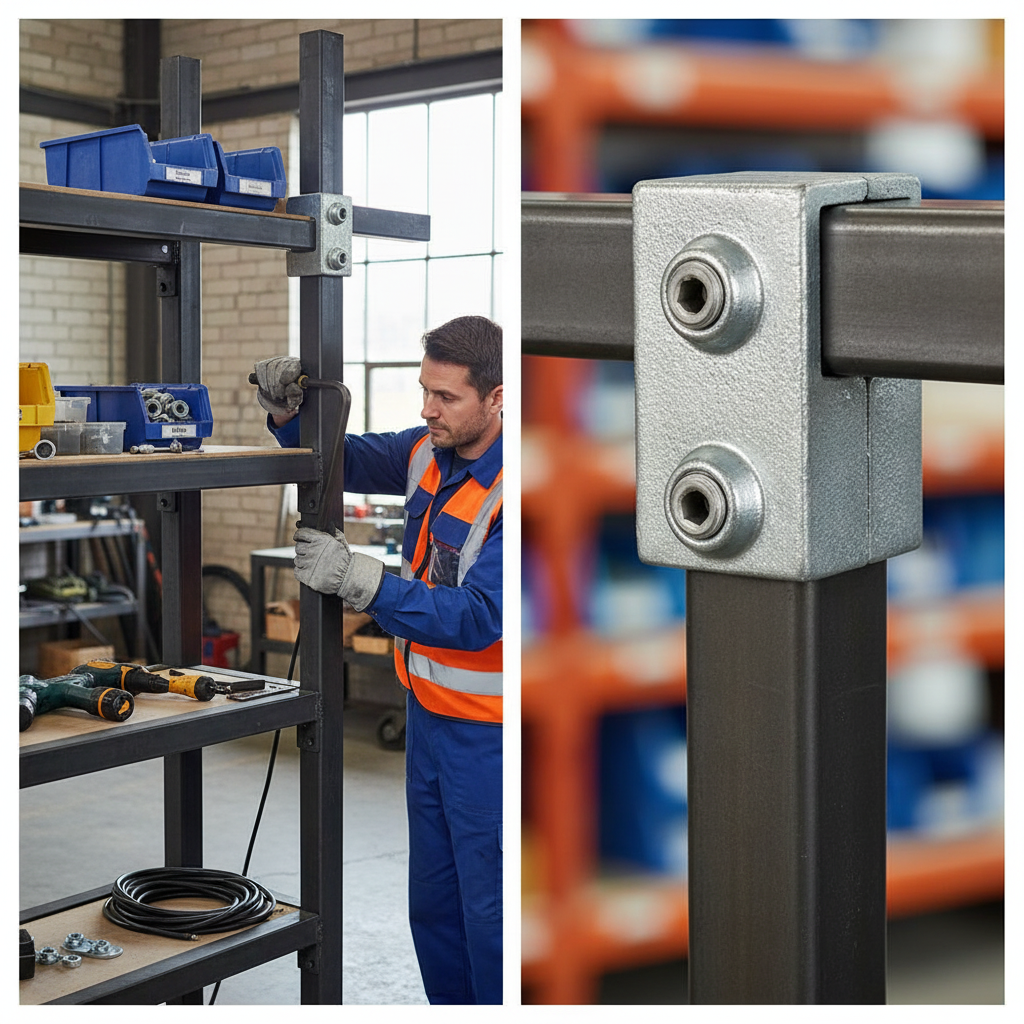 Premium Short Tee Square Key Clamp for 40mm Box Section - 90° Connecti