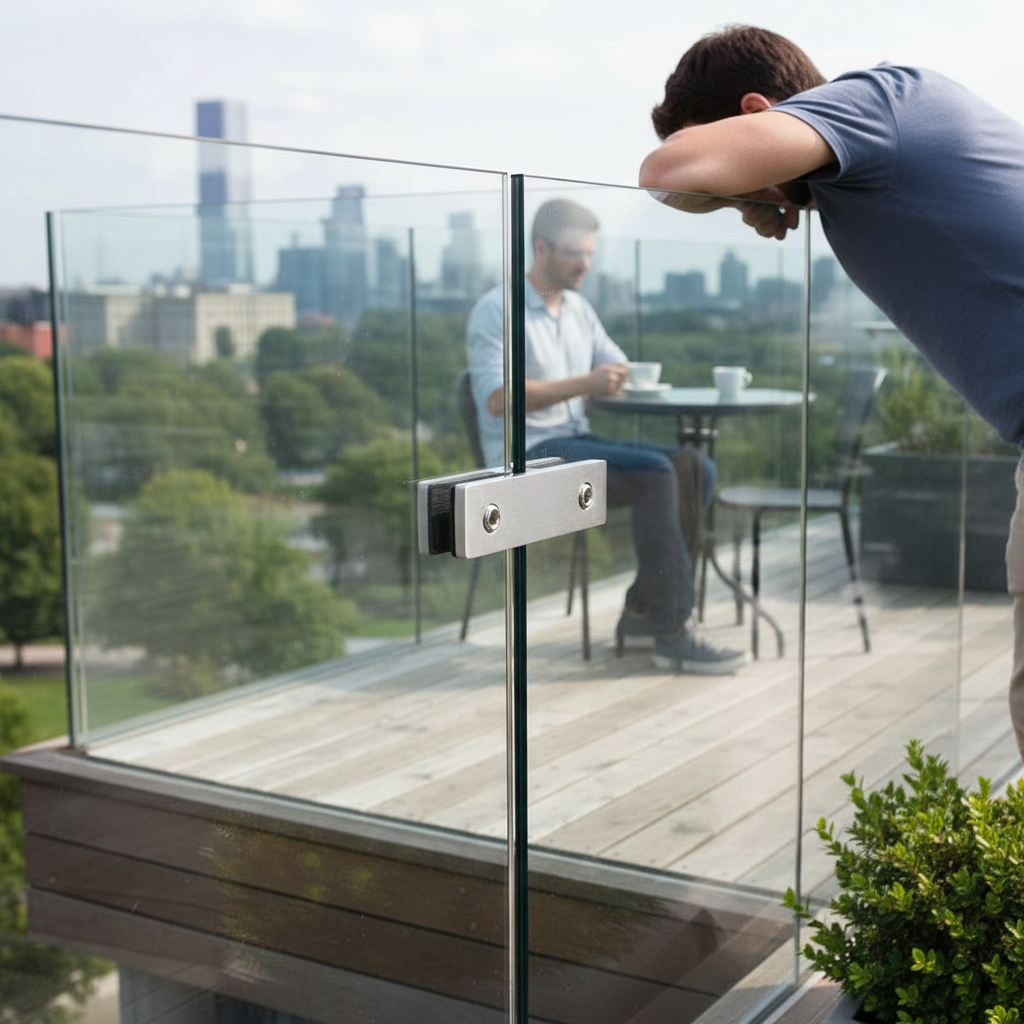 Professional 316 Stainless Steel Mid Glass Stiffener for Up to 12mm Th