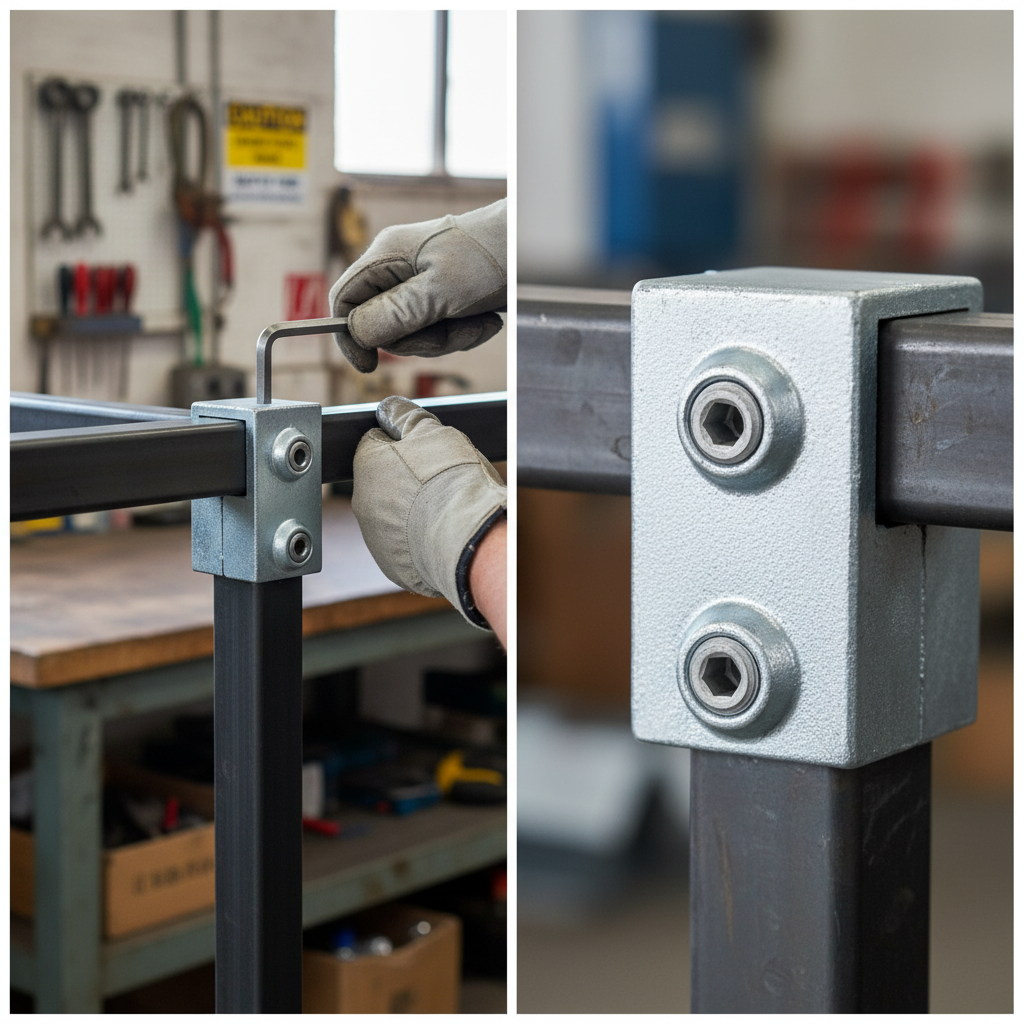 Premium Short Tee Square Key Clamp for 25mm Box Section - 90° Connecti