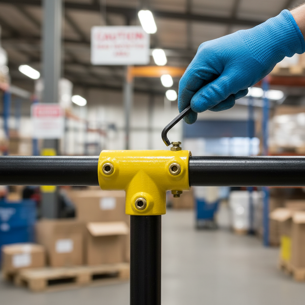 Premium Long Tee Key Clamp for 42.4mm Tube - Yellow Powder Coated Conn